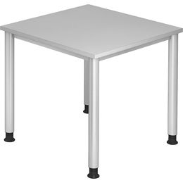 Schreibtisch, HxT 685 - 810 x 800 mm, 4 Rundrohrbeine, Breite 800 mm, alusilber / lichtgrau kaiserkraft