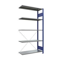 eurokraft pro Steckregal, einreihig, Fachboden-BxT 1000 x 400 mm, blau, Höhe 2000 mm, Anbauregal