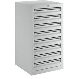 Schubladenschrank, HxBxT 900 x 500 x 500 mm, 8 Schubladen 100 mm hoch, Korpus und Schubladen grau kaiserkraft