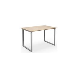 Mehrzwecktisch DUO-O Trend, gerade Platte, Tiefe 800 mm, Breite 1200 mm, Eiche / silber kaiserkraft