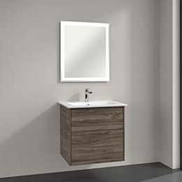 Villeroy & Boch Villeroy & Boch Finero Badmöbel Set 65 cm Stone Oak Waschtisch mit Waschtischunterschrank und Spiegel