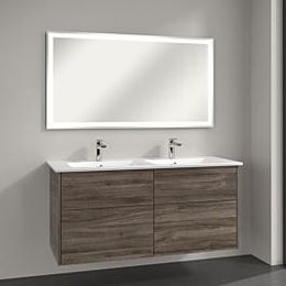 Villeroy & Boch Villeroy & Boch Finero Badmöbel Set 130 cm Stone Oak Waschtisch mit Waschtischunterschrank und Spiegel