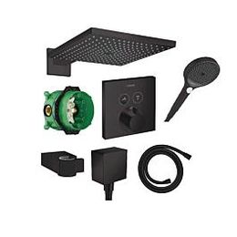 Hansgrohe ShowerSelect Duschsystem Unterputz Komplettset, mattschwarz, mit Kopfbrause und Handbrause, Duscharmatur Set