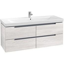Villeroy & Boch Villeroy & Boch Subway 2.0 Waschtischunterschrank A69800E8,128,7x52x44,9cm, White Wood, Griff silber