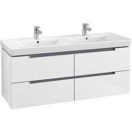Villeroy & Boch Villeroy & Boch Subway 2.0 Waschtischunterschrank A69900DH,128,7x52x44,9 cm,Glossy White,Griff matt