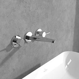 Villeroy & Boch Villeroy und Boch Conum Dreiloch-Waschtischarmatur TVW12700200061 ohne Ablaufgarnitur, Wandmontage, chrom