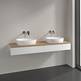 Villeroy & Boch Villeroy und Boch Antao Waschtisch-Unterschrank L17011MT 160x19x50cm, Waschbeckenplattenfarbe honey oak, white matt lacquer, Mit Beleuchtung
