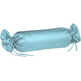 Nackenrollenbezug Fleuresse "Colours", blau (eisblau), B:15cm L:40cm, Mako-Satin, Obermaterial: 100% Baumwolle, Kissenbezüge, Mako Satin, glänzend, glatt, Premium Qualität