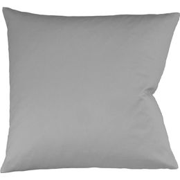 Kissenbezug Fleuresse "Colours Mako Satin, 100% Baumwolle, mit Reißverschluss", grau, B:40cm L:40cm, Mako-Satin, Mako-Satin, Kissenbezüge, Mako Satin, glänzend, glatt, Premium Qualität