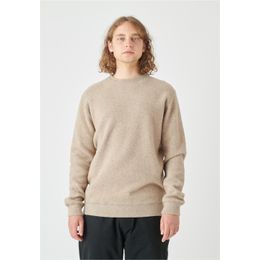 Sweatshirt Cleptomanicx "Noitch", Herren, Gr. L, beige, 45% Wolle, 37% Baumwolle, 18% Polyamid, unifarben, normal, Rundhals, Sweatshirts Sweatshirt, aus gebondeter Wolle