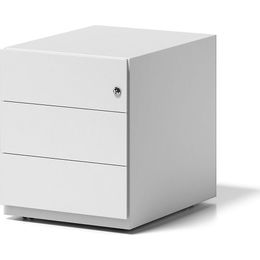 Bisley Rollcontainer Note™, mit 3 Universalschubladen, HxBxT 495 x 420 x 565 mm, mit Griffleiste, verkehrsweiß
