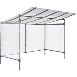 PROCITY Fahrradüberdachung ECO, Grundmodell mit Rück- und Seitenverkleidung, Breite 2453 mm, silber