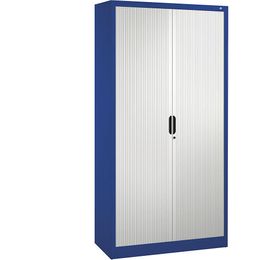 C+P Rollladenschrank mit Horizontal-Jalousie, HxBxT 1980 x 1000 x 420 mm, 4 Fachböden, 5 Ordnerhöhen, enzianblau / lichtgrau