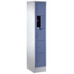Wolf Wäscheausgabeschrank, HxBxT 1800 x 350 x 500 mm, 5 Fächer, lichtgrau / taubenblau