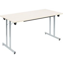 Klapptisch F25, BxT 1400 x 700 mm, Platte Ahorn-Dekor, Gestell alusilber kaiserkraft