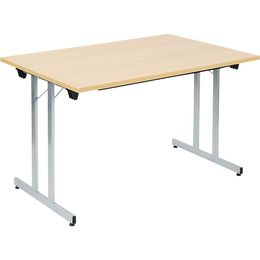 Klapptisch F25, BxT 1200 x 800 mm, Platte Buche-Dekor, Gestell alusilber kaiserkraft