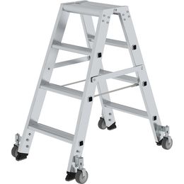 MUNK Stufen-Stehleiter, beidseitig, Ausführung mobil, 2 x 4 Stufen