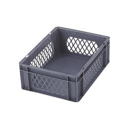 Euro-Format-Stapelbehälter, Wände durchbrochen, Boden geschlossen, LxBxH 400 x 300 x 145 mm, grau, VE 5 Stk kaiserkraft