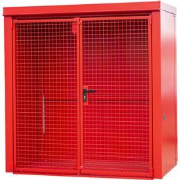 eurokraft pro Gasflaschencontainer, feuerbest&auml;ndig, f&uuml;r 28 Flaschen mit &Oslash; 230 mm, rot