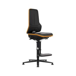 bimos NEON Arbeitsdrehstuhl ESD, Gleiter, Aufstiegshilfe, Permanentkontakt, Kunstleder, Flexband orange