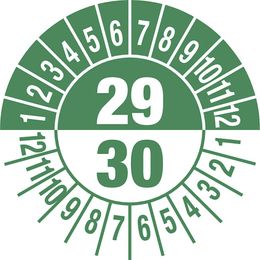 Prüfplakette, Mehrjahreszahlen, Dokumentenfolie, Ø 30 mm, VE 10 Stk, 30/31, grün kaiserkraft