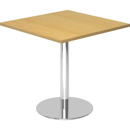 Besprechungstisch, LxB 800 x 800 mm, 755 mm hoch, Gestell verchromt, Platte Buche-Dekor kaiserkraft