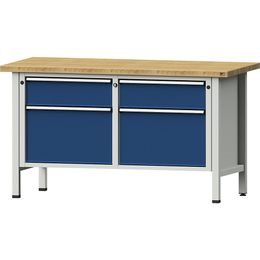 ANKE Werkbank, Gestellbauweise Serie V, 2 Schubladen 180 mm, 2 Schubladen 360 mm, Buche massiv, Vollauszug
