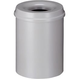 Sicherheits-Papierkorb, Stahl, selbstlöschend, Volumen 15 l, HxØ 360 x 255 mm, Korpus grau / Löschkopf grau kaiserkraft