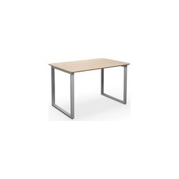 Mehrzwecktisch DUO-O Trend, gerade Platte, abgerundete Ecken, Tiefe 800 mm, Breite 1200 mm, Eiche / silber kaiserkraft
