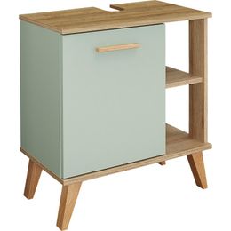SAPHIR Waschbeckenunterschrank &raquo;Quickset 963 Unterbeckenschrank, Salbei Nachbildung, 1 T&uuml;r&laquo; Waschbeckenschrank inkl. T&uuml;rd&auml;mpfer, 60, 5 cm breit,...