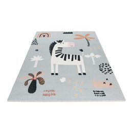 Obsession Kinderteppich »My Greta 624« rechteckig 6 mm Höhe bedruckt, Zebra Motiv, waschbar, mit Fransen, Kinderzimmer bunt Obermaterial: 70%...