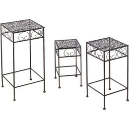Locker Blumentisch 3er-Set, Blumenhocker, aus Metall braun