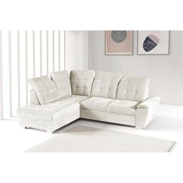 WERK2 Ecksofa »Brindisi, Multifunktion, bequem & komfortabel, Breite 263cm, L-Form« mit verstellbaren Kopfteilen, Bettfunktion & Bettkasten creme