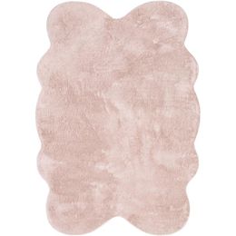 Paco Home Fellteppich &raquo;Pelt 640&laquo; fellf&ouml;rmig 16 mm H&ouml;he Kunstfell, Uni Farben, sehr weicher Flor rosa Polyester