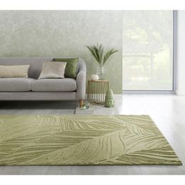 FLAIR RUGS Wollteppich »LINO LEAF« rechteckig 10 mm Höhe Hoch-Tief Effekt grün Obermaterial: 100% Wolle B : 160 cm 1 Stk.