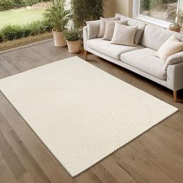 the carpet Teppich &raquo;Parma&laquo; rechteckig 10 mm H&ouml;he moderne Wohnzimmer Teppich Outdoor geeignet dichter Flor Creme Obermaterial: 100% Polypropylen B :...