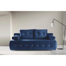 WERK2 Schlafsofa »Monaco Design Bettsofa, pflegeleichter Samtoptik Bezug, Breite 205cm« 2-Sitzer Schlafcouch mit Bettkasten & funkelnden...
