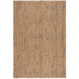 FLAIR RUGS Teppich &raquo;Jute Boucle&laquo; rechteckig 7 mm H&ouml;he aus 100% Jute, mit Fransen, aus Naturfasern blau Obermaterial: 100% Jute B : 120 cm 1 Stk.