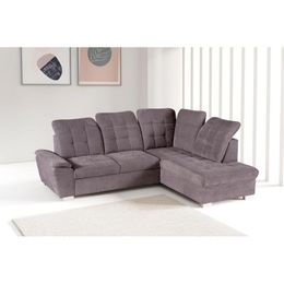WERK2 Ecksofa »Brindisi, Multifunktion, bequem & komfortabel, Breite 263cm, L-Form« mit verstellbaren Kopfteilen, Bettfunktion & Bettkasten grau