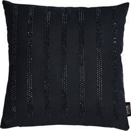 done. Dekokissen &raquo;Stone Stripes&laquo; mit Streifen-Applikation, Kissenh&uuml;le ohne F&uuml;llung, 1 St&uuml;ck schwarz Baumwolle