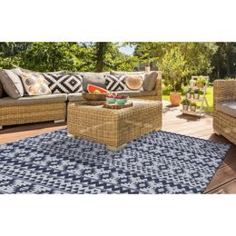 Kayoom Teppich &raquo;Sunny 210&laquo; rechteckig 8 mm H&ouml;he Besonders pflegeleicht. Im Innen- und Au&szlig;enbereich verwendbar. Blau Obermaterial: 100% Polyester B...