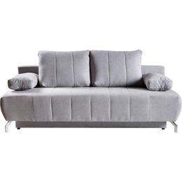 WERK2 Schlafsofa »Troya Bettsofa mit Bettkasten und Federkern, Breite 210cm« 2-Sitzer Sofa und Schlafcouch mit Federkern & Bettkasten grau