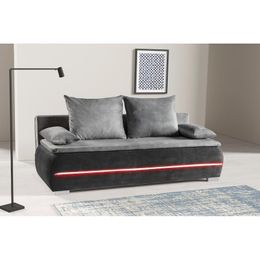 WERK2 Schlafsofa »Tekla LED, Bettcouch Breite 206cm, Liegefläche 200/140cm, « 2-Sitzer Schlafcouch mit Bettkasten & stylischer RGB-LED-Beleuchtung...