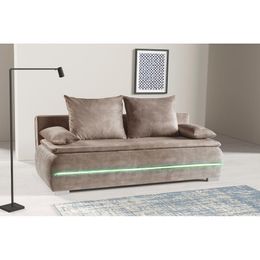 WERK2 Schlafsofa »Tekla LED, Bettcouch Breite 206cm, Liegefläche 200/140cm, « 2-Sitzer Schlafcouch mit Bettkasten & stylischer RGB-LED-Beleuchtung...