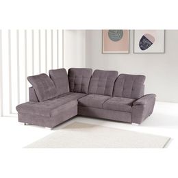 WERK2 Ecksofa »Brindisi, Multifunktion, bequem & komfortabel, Breite 263cm, L-Form« mit verstellbaren Kopfteilen, Bettfunktion & Bettkasten grau