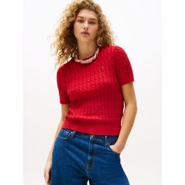 Tommy Hilfiger Kurzarmpullover &raquo;CO CABLE MID GG S/S C-NK SWT&laquo; mit Zopfmuster Medium Red XL (42) XL (42) Strickpullover von Tommy Hilfiger Womanswear