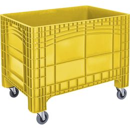 Großbehälter, Inhalt 535 l, 4 Lenkrollen, gelb kaiserkraft