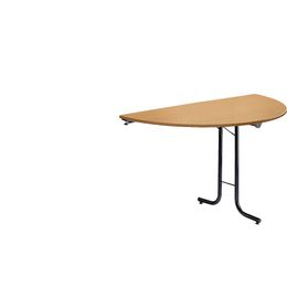 Anbautisch zu Klapptisch, Plattenform Halbkreis, 1400 x 700 mm, Gestell schwarz, Platte Buche-Dekor kaiserkraft