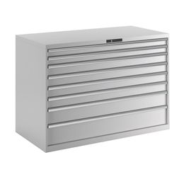 LISTA Schubladenschrank, Stahlblech, HxB 1000 x 1431 mm, 8 Schubladen, Tragkraft 75 kg, lichtgrau