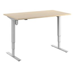 Schreibtisch Atlanta, elektrisch höhenverstellbar, gerade, BxT 1400 x 800 mm, Birke/weiß kaiserkraft